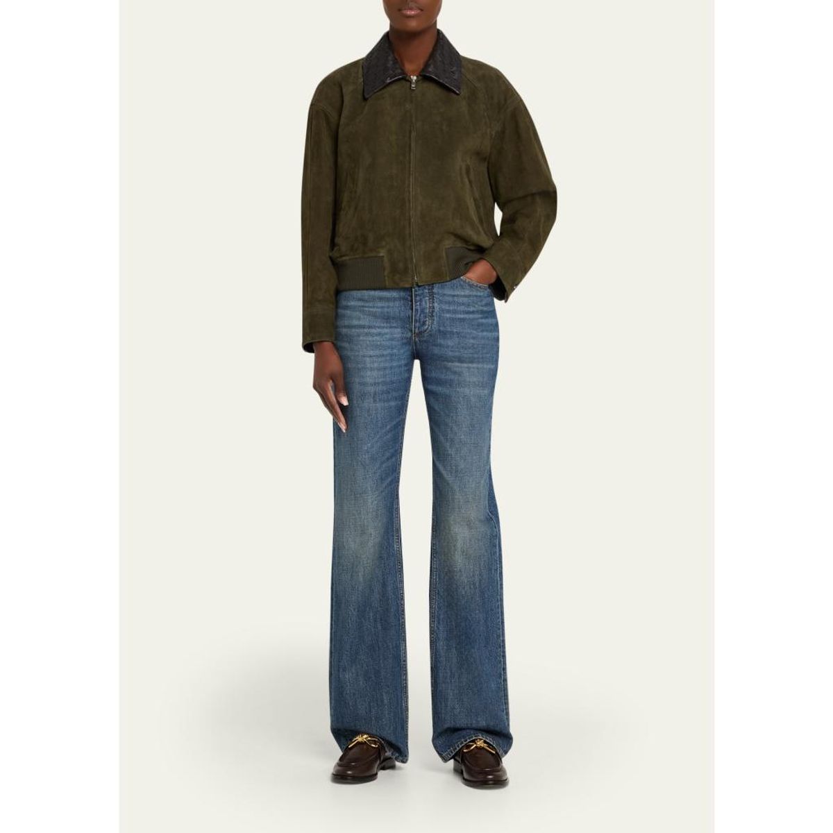 BOTTEGA VENETA suede leather blouson jacket